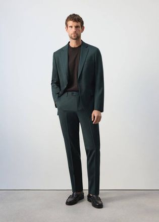 Mango Pantalon costume Tur&iacute;n 100 % laine vert fonc&eacute; - Homme - 38 - MANGO MAN