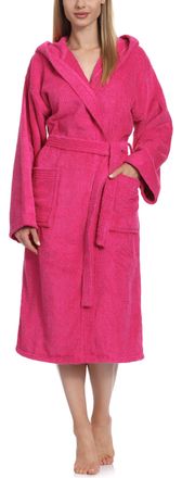 Ladeheid Damen Frottee Bademantel aus 100% Baumwolle LA40-193 (Rosa-25 (Gramatur 400), XXL)