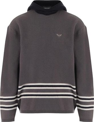 Emporio Armani Homme, Sweatshirts et sweats &agrave; capuche, Gris, Taille: M Pull &agrave; capuche en laine vierge