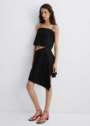 Mango Jupe asym&eacute;trique &eacute;vas&eacute;e noir - Femme - 32 - MANGO