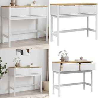 vidaXL Table console FLORO blanc 89,5x36,5x73 cm bois de pin massif - Table Basse - Meuble Entrée - Table Dappoint - Table Console - Mobilier Salle À