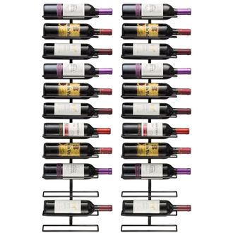 Sorbus Wandhalterung Weinregal - H&auml;lt 12 Flaschen - Schwarzer Metall Weinflaschenhalter f&uuml;r Wand, Modernes Weinregal f&uuml;r Hausbar, K&uuml;che