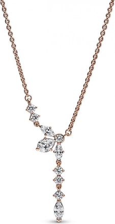 Pandora Timeless Funkelnde Herbarium Cluster Tropfen Collier-Halskette 45cm mit 14 Karat rosévergoldete Metalllegierung, Kompatibel Timeless Armbänder, 382386