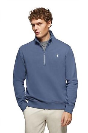 Polo Club Sweatshirt Homme &agrave; Fermeture &Eacute;clair Partielle Cottone avec Logo