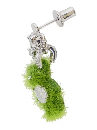 Yvmin Womens Earrings Grass Flower Bear Green 925 Silver