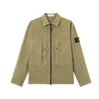 Stone Island Homme, Vestes, Vert, Taille: XL Chemise Veste Confortable Zipp&eacute;e