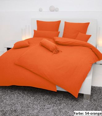 Janine Bettw&auml;sche Piano 0125, Gr. 135x200 cm, Fb. 54 orange, Mako-Soft-Seersucker