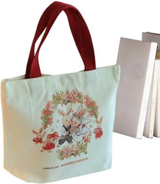 Generico Sac fourre-tout avec motif, sac &agrave; bandouli&egrave;re shopping avec motif de lapin - sacs d&eacute;picerie robustes r&eacute;utilisables pour anniversaire, maman, professeu