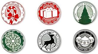 Excelsa Weihnachtsstempel 6er Set Untersetzer aus Keramik und Kork, Ø 10,5 cm