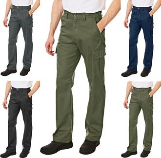 Lee Cooper LCPNT205 Herren-Pflegeleichte Berufssicherheitshose im klassischen Cargo-Stil mit mehreren Taschen, Khaki, 38W / 33L