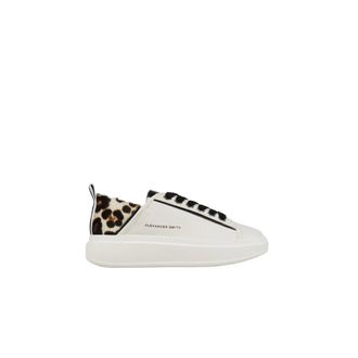 Alexander Smith Wembley Donna in wei&szlig;em Leder und Ferse in geflecktem Ponyfell - - Shoes - Damen - Wei&szlig; - 40 EU