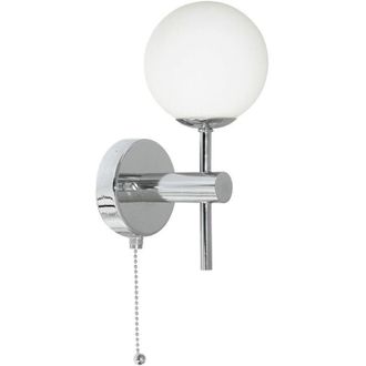 Licht-Erlebnisse Applique miroir avec interrupteur métal verre 21 cm haut IP44 chrome blanc abat-jour boule G9 classique
