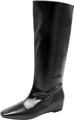 Generic Bottes longues pour femme - Bottes de marche &agrave; mollet larges - &Eacute;l&eacute;gantes - Couleur unie - Talon bas - Confortables et d&eacute;contract&eacute;es - &Agrave; enfiler avec a