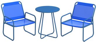 OUTSUNNY Ensemble salon de jardin 3 pcs 2 fauteuils et table ronde bleu