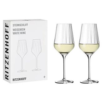 Ritzenhoff Ritzenhoff 3671002 Verre &agrave; vin blanc set 300 ml - s&eacute;rie Sternschliff n&deg; 2, 2 pi&egrave;ces - avec ligne en relief - Made in Germany