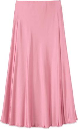 Oltre Femme, Jupes, Rose, Taille: 42 FR Jupe Trap&egrave;ze en Satin de Viscose