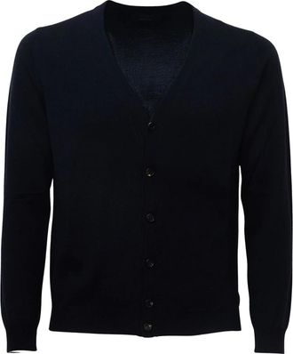 Zanone Strickjacke mit V-Ausschnitt und Knopfleiste - - Knitwear - Herren - Blau - M