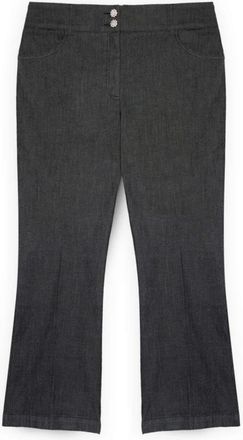 Fiorella Rubino Femme, Jeans, Noir, Taille: 50 FR Jean &Eacute;vas&eacute; Court avec Boutons Bijoux