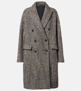 Brunello Cucinelli Manteau en laine et alpaga m&eacute;lang&eacute;s