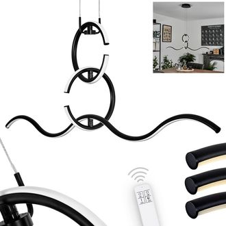HOFSTEIN LED Pendelleuchte Chlak, dimmbare H&auml;ngelampe aus Metall/Kunststoff in Schwarz/Wei&szlig;, H&auml;ngeleuchte mit 3 verstellbaren Elementen, dimmbar &uuml;ber Fernbedie