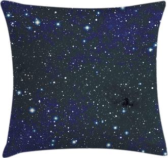 Abakuhaus Galaxie Kissenbezug, Vivid Celestial Sky View, Dekokissenh&uuml;llen Waschbar Inn/Outdoor Beidseitiger Druck mit Rei&szlig;verschlu&szlig;, 45 x 45 cm, Dunkelblau Wei&szlig;