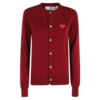 Comme Des Gar&ccedil;ons Femme, Pulls, Rouge, Taille: 38 FR Round Neck Cardigan Emblem