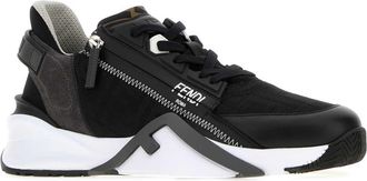 Fendi Mens Black Jacquard Fendi Flow Sneakers And White