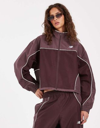 New Balance Veste de surv&ecirc;tement tiss&eacute;e - Marron