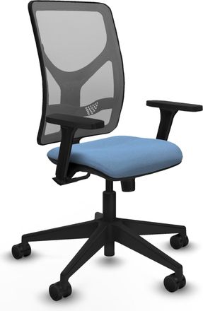 Piqueras y Crespo B&uuml;rostuhl mit hoher R&uuml;ckenlehne, mit 3D-Armlehnen, h&ouml;henverstellbare Lendenwirbelst&uuml;tze, ausgestattet mit 3 Positionen und Schneideschaum, Grau/Himmel