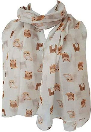 GlamLondon Écharpe légère pour femme Motif oiseaux - Blanc - Large