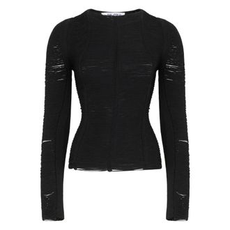 The Attico Lang&auml;rmeliges Oberteil mit Fransen - - Tops - Damen - Schwarzk - M