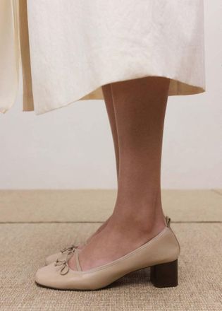 Mango Ballerines talon bloc beige - Femme - 37 - MANGO