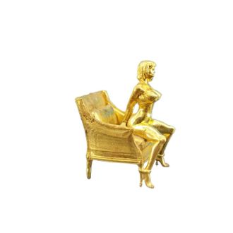 Generic Messingfiguren, sitzende Haltung, Bindung, nackte Figuren, goldfarbenes Metall, sexy Sch&ouml;nheit, Skulptur, Miniaturen, K&ouml;rperkunst, Handwerk, Desktop-A