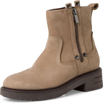 Marco Tozzi Damen Stiefeletten mit Absatz aus Leder mit Reißverschluss, Braun (Taupe Nubuck), 37 EU