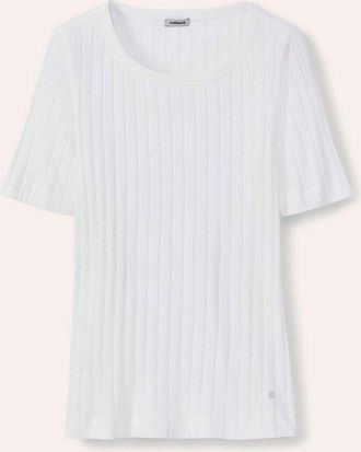 Walbusch T-Shirt Damen Baumwollshirt Rippenstruktur Rundhals Kurzarm Halbarm, pflegeleicht