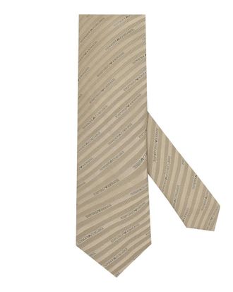 Emporio Armani Seidenkrawatte mit Label-Schriftzug und Diagonalstreifen in