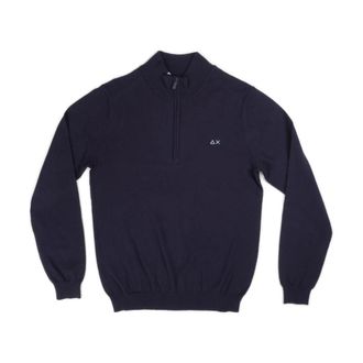Sun 68 Herren Half-Zip Kapuzenpullover - - Knitwear - Herren - Blau - XL