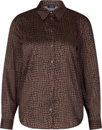 Joop Femme, Blouses et Chemises, Brun, Taille: 42 FR Blouse en satin &agrave; motif d&eacute;coratif