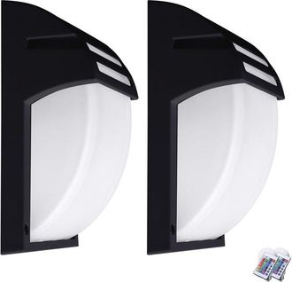 ETC Shop 2er Set Wand Lampen Fernbedienung Balkon Außen Leuchte dimmbar im Set inkl. RGB LED Leuchtmittel
