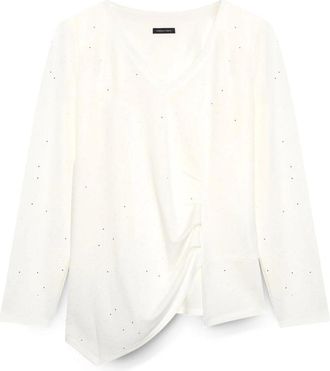 Fiorella Rubino Femme, Blouses et Chemises, Blanc, Taille: 38 FR T-shirt &agrave; paillettes avec drap&eacute; lat&eacute;ral