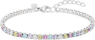 s.Oliver Bracelet - Elegantes Armband aus poliertem Edelstahl - mehrfarbig - Tenniskette verstellbar bis 20 cm - wasserfest & hautfreundlich