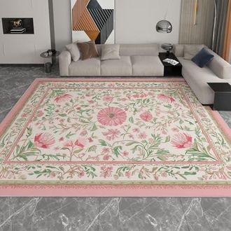 Generic Tapis Chambre Enfants, Tapis Salon Poils Courts Dessin &Agrave; La Main R&eacute;tro &Eacute;l&eacute;gant Floral Soft-Touch Entretien Facile - Paillasson Lavable en Machine pour