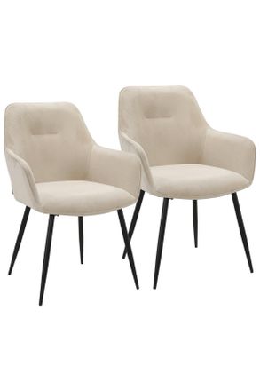 Novel Armlehnstuhl-Set, Schwarz, Beige, Metall, Textil, konisch, Rundrohr, 57x85x60 cm, Bsci, Stoffauswahl, inklusive Armlehnen, Esszimmer