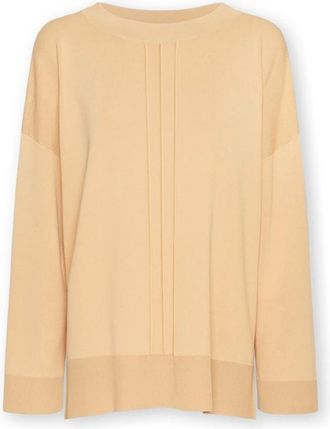 Elena Miro Femme, Pulls, Beige, Taille: 38/40 FR Pull Ras du Cou en Maille de Viscose M&eacute;lang&eacute;e