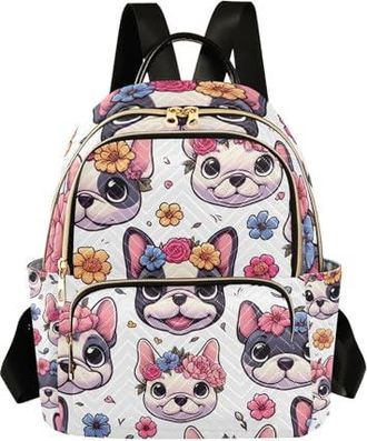 Mnsruu Mini sac à dos pour femme, motif bouledogue français, petit sac à dos tendance pour femme, sac à dos décontracté, Multi300, S