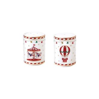 Easy Life COFFRET SALIERE & POIVRIERE HAUTEUR 7 CM EN PORCELAINE CHRISTMAS WONDERLAND