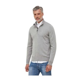 Barbour Baumwoll-Pullover mit Viertelrei&szlig;verschluss - - Knitwear - Herren - Grau - 2XL