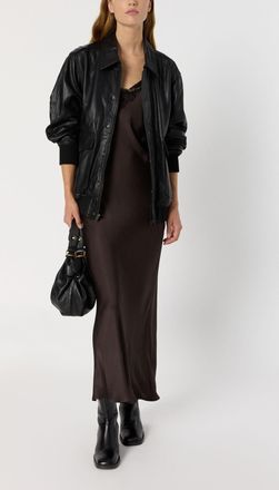 Gerard Darel Robe longue &agrave; fines bretelles et dentelle - LOU - Marron