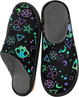 HMZXZ Pantoufles pour homme et femme, motif tête de mort, symboles magiques pour la maison, la chambre à coucher, les voyages, multicolore, 42/44 EU
