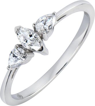 Edenly Verlobungsring Vielfalt - Trilogie Marquise - 18 Karat Weißgold und Diamanten